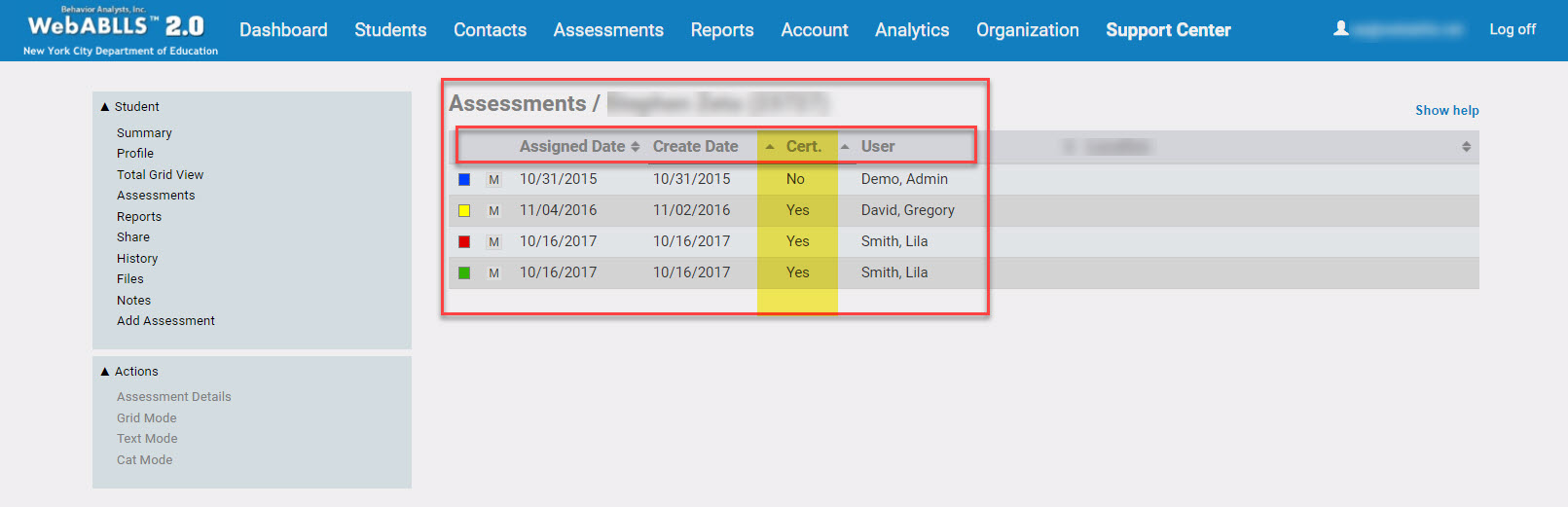 WebABLLS Support Center