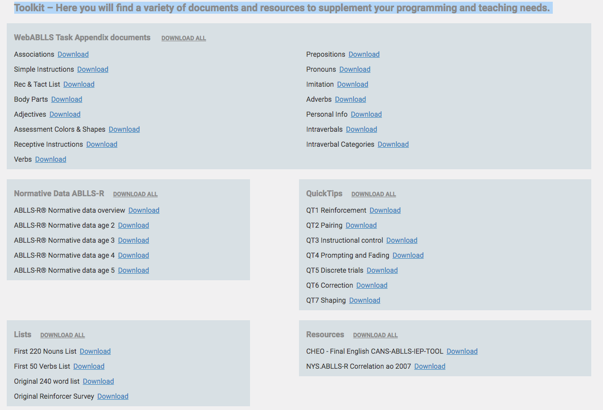 WebABLLS Support Center